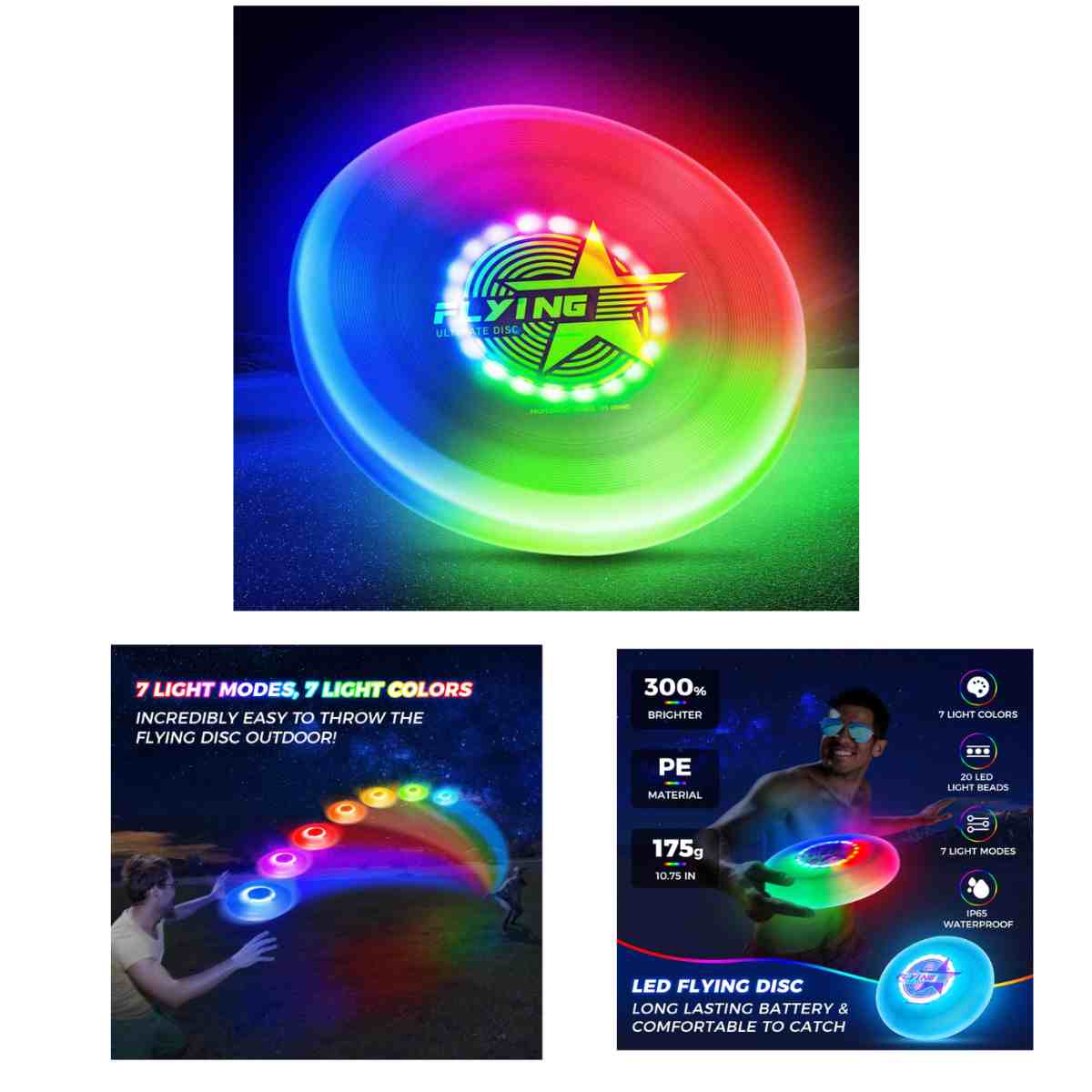 Glow in The Dark LED Flying Disc - 7 Dynamic Modes, 7 Colors for $7 ...