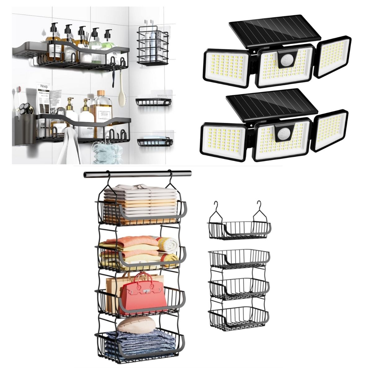 7 adhesive shower caddy set, $9+ | 2 motion sensor solar lights, $12 ...