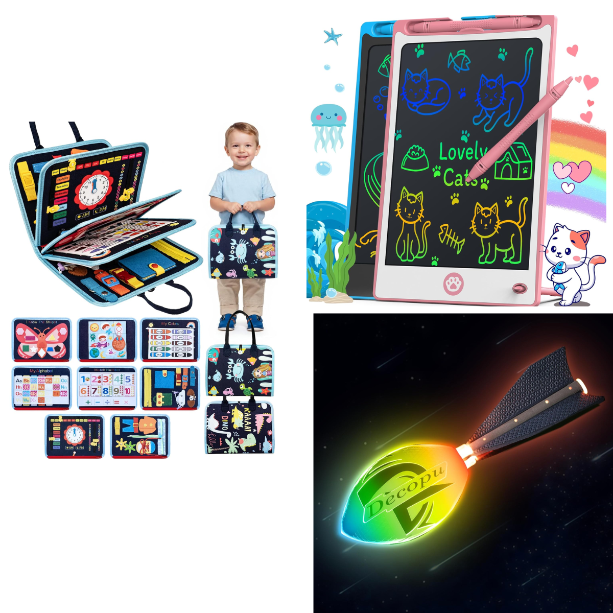 2 LCD Writing Tablets $4+ | Montessori busy board $9+ | Glow in The ...