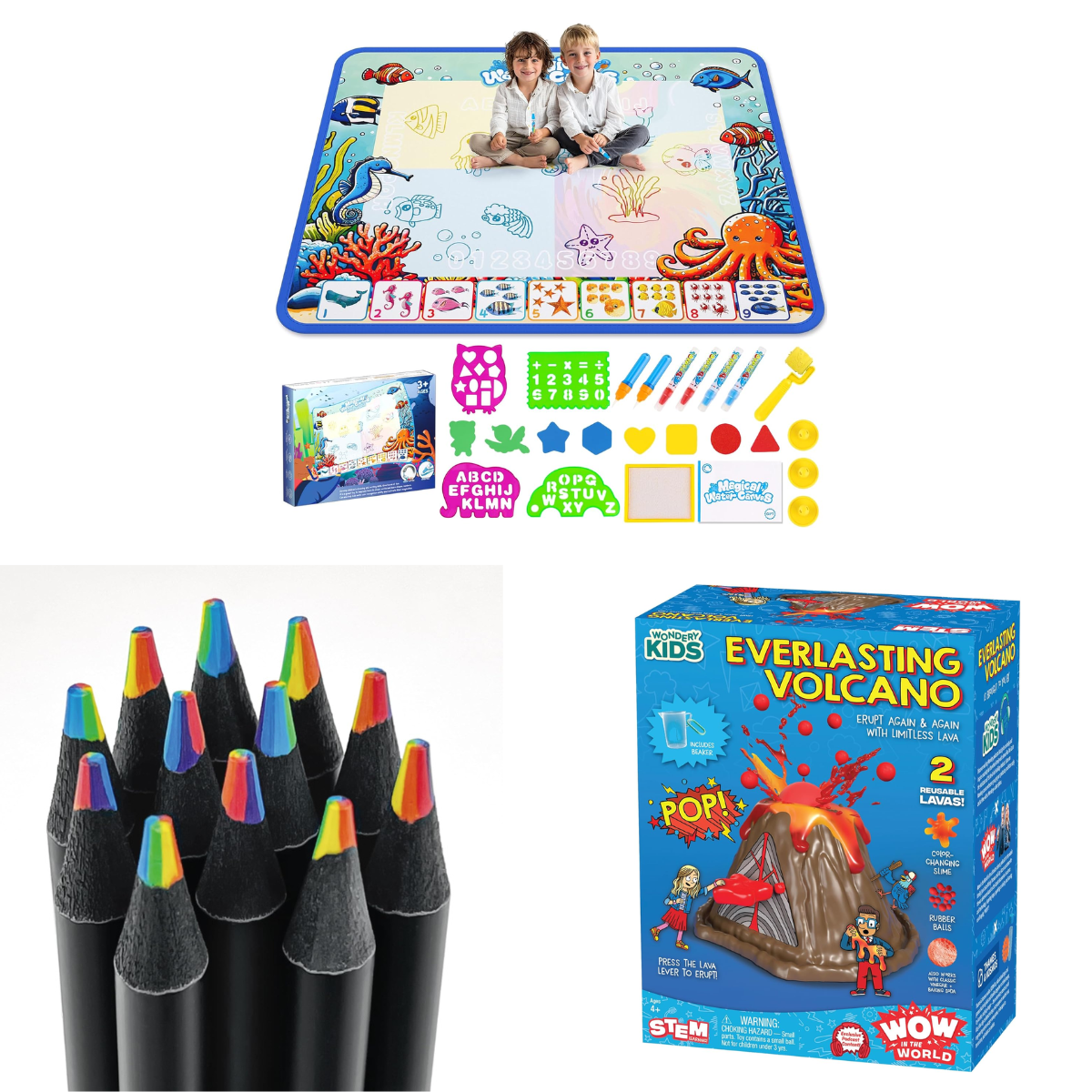STEM Volcano Kit $7+ | 12 Rainbow Pencils $3+ |Water Doodle Mat $8 ...