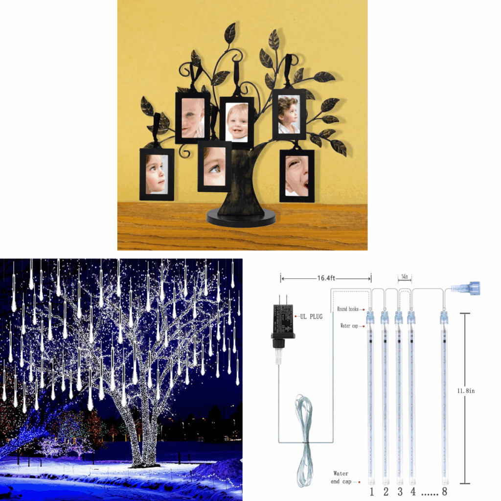 Family tree picture frame $12+ | 8 Tubes LED Meteor Shower Lights $5 ...