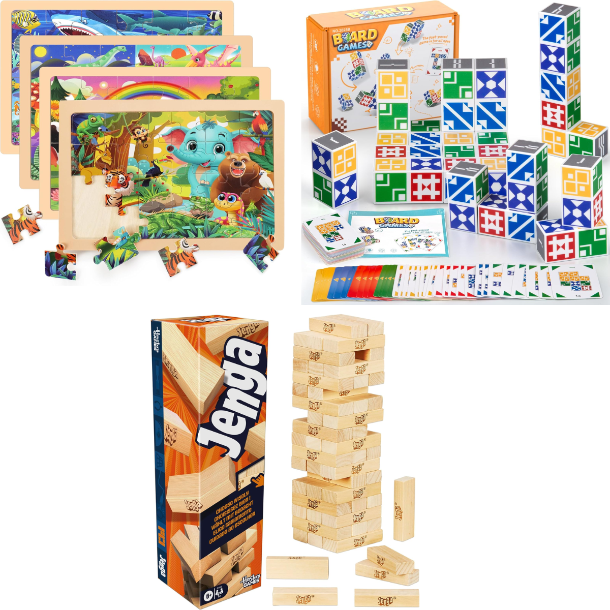 Shape & Color Rush Board Game $10+ | 4Pk Wooden Puzzles $4+ | Topple ...
