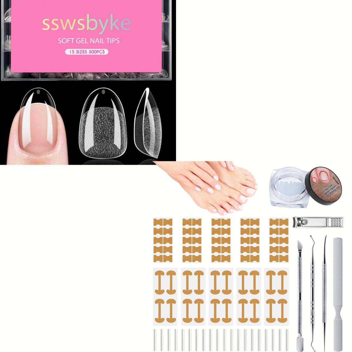 300 Pcs Gel acrylic nail tips $4+| Ingrown nail pedicure kit $6 ...