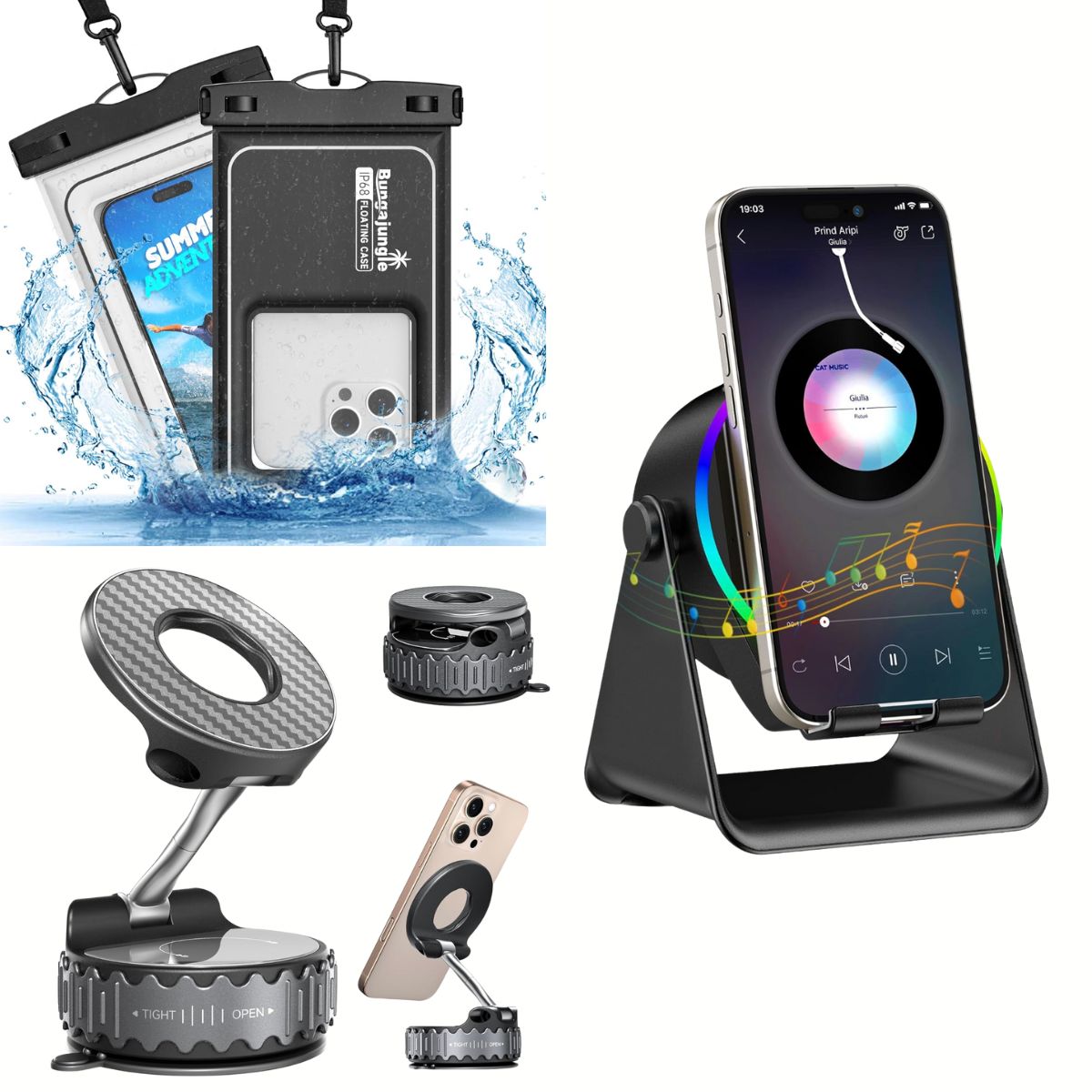 2 Pk Waterproof phone case $4+| Car phone stand $6+| 5 in 1 Bluetooth ...