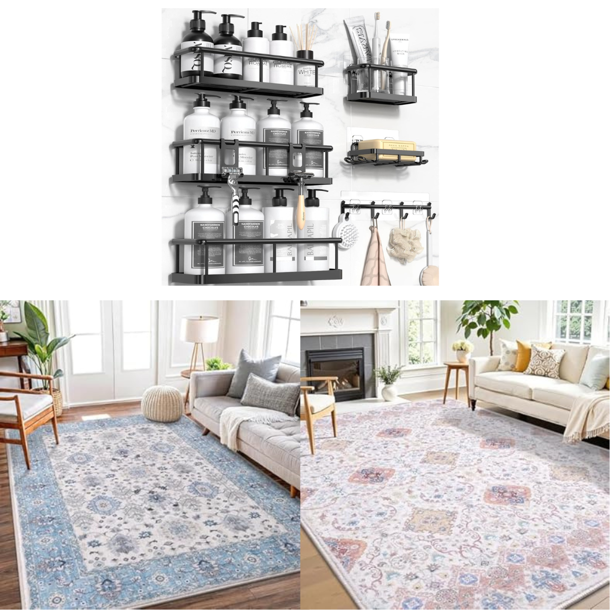 Washable, Non-Slip Area Rugs $14-59+ |6 pc. Shower Caddy Set $8 ...