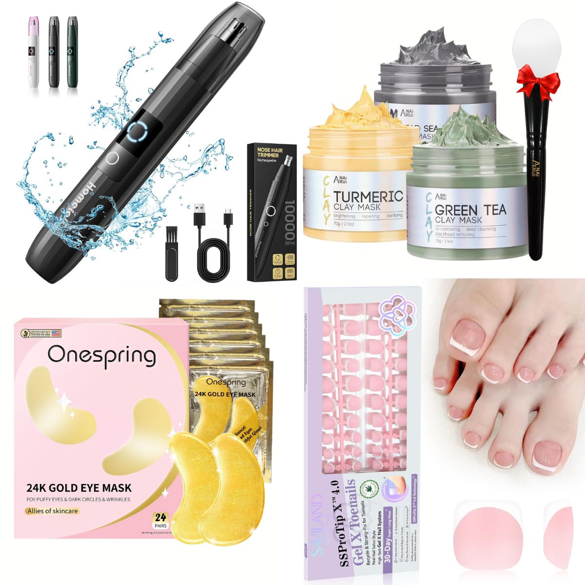 24 Pairs 24K Gold under eye masks $3+| Nose hair trimmer $6+| 216 Pcs ...