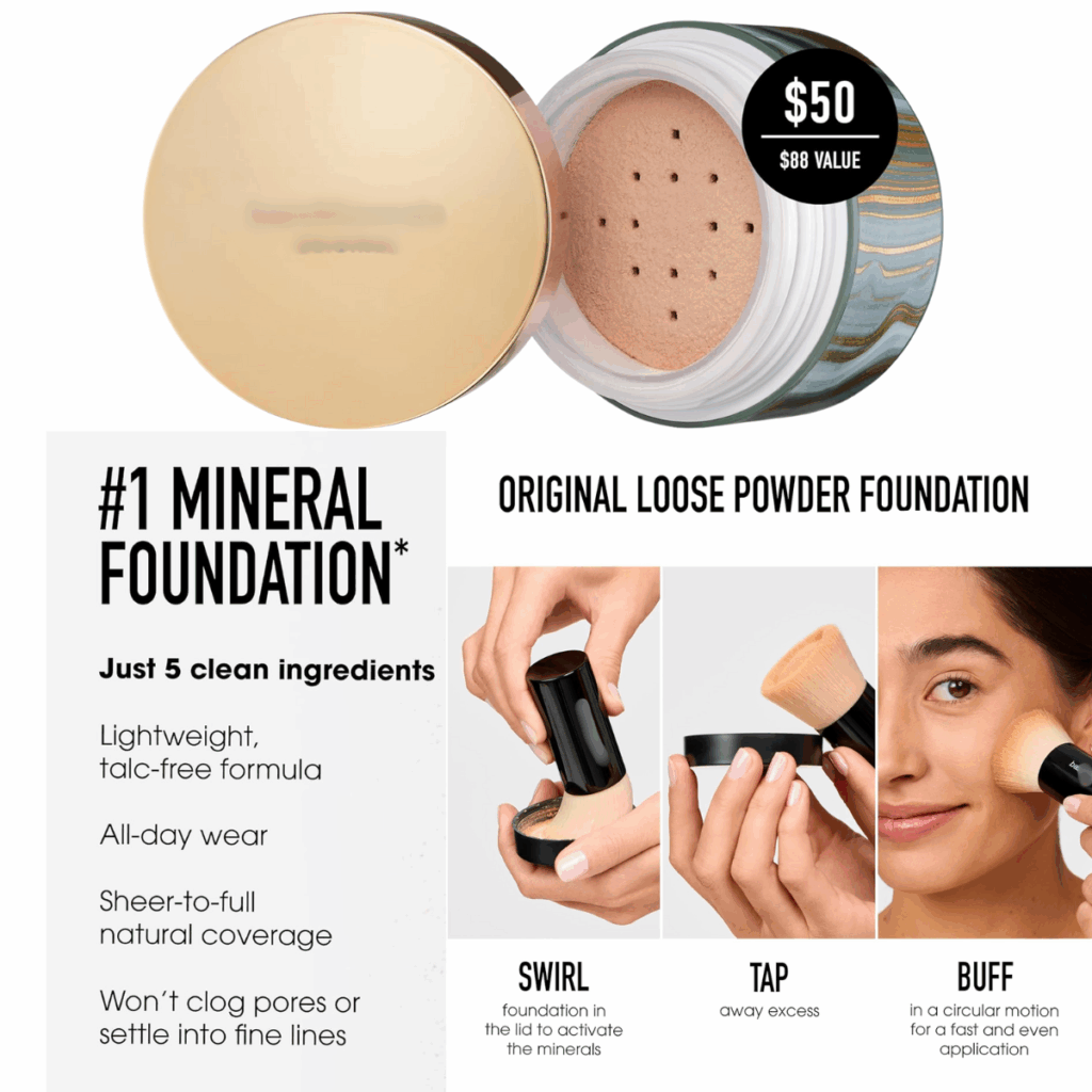 Loose powder foundation, $30+ | Smart Savers