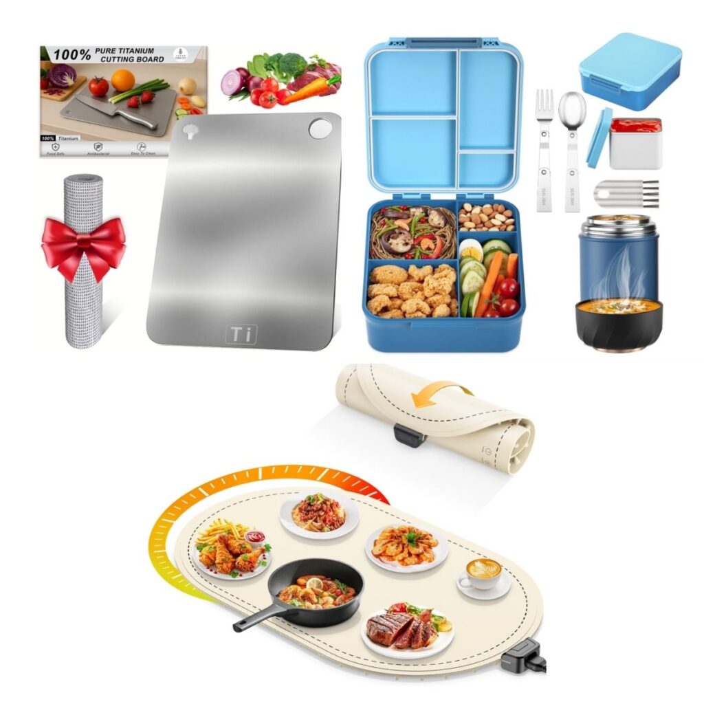 Titanium cutting board, $8+ | Bento lunch box w/ SS food jar, $8 ...
