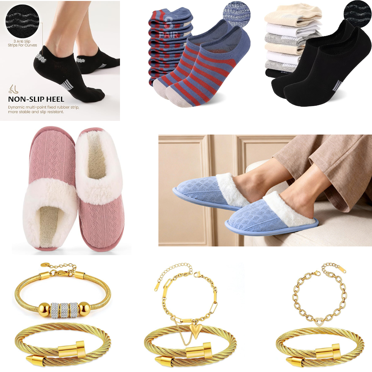 Memory Foam Cozy Slippers $5+ | No-Show Socks $7+ | 18K Gold-plated ...