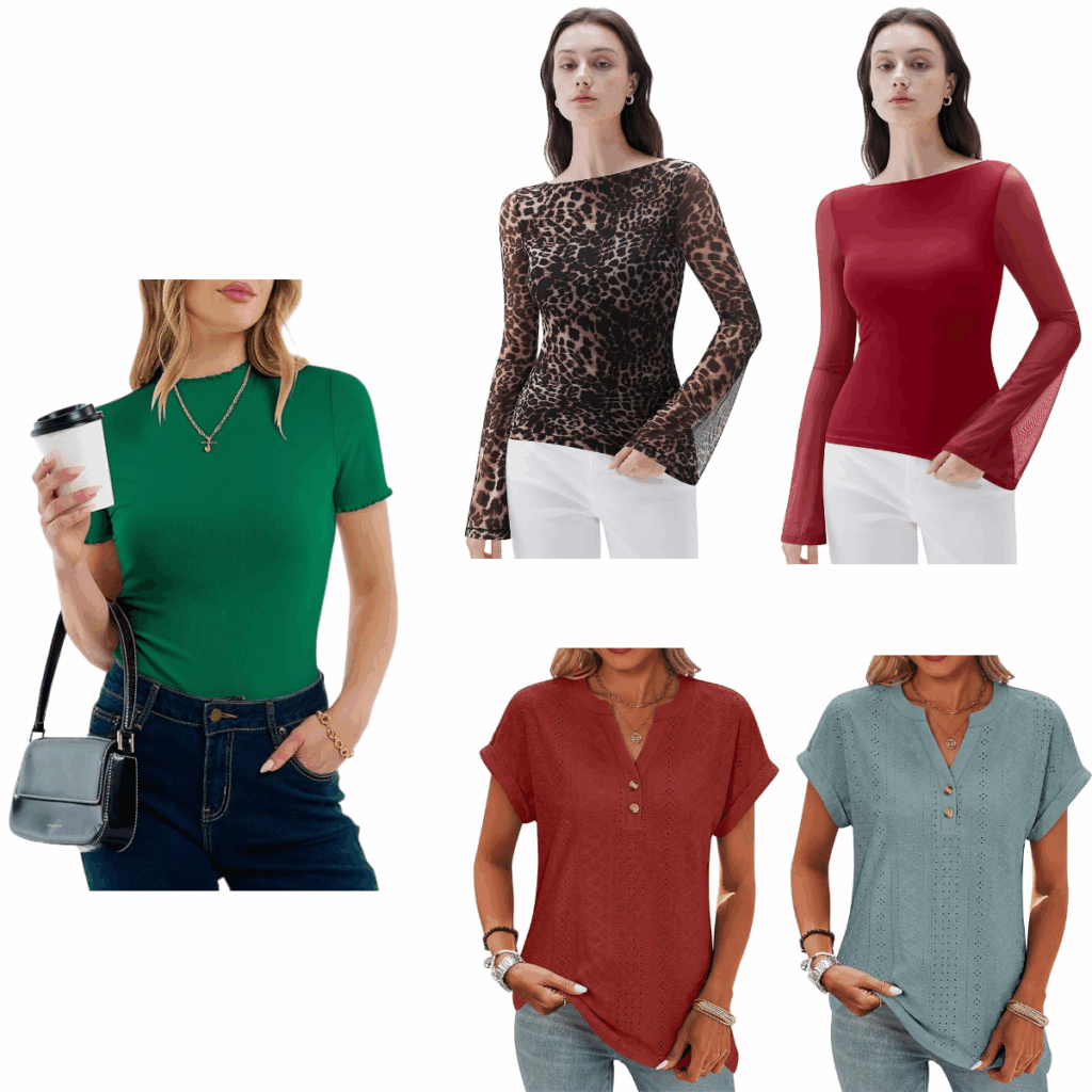 Eyelet top $5+ | Lettuce Trim Top $6+ | Mesh Bell Sleeve Tops $9 ...