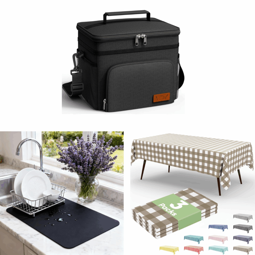 Dish Drying Mat $7+ | Insulated Lunch Bag $3+ | 3-Pack Disposable Table ...