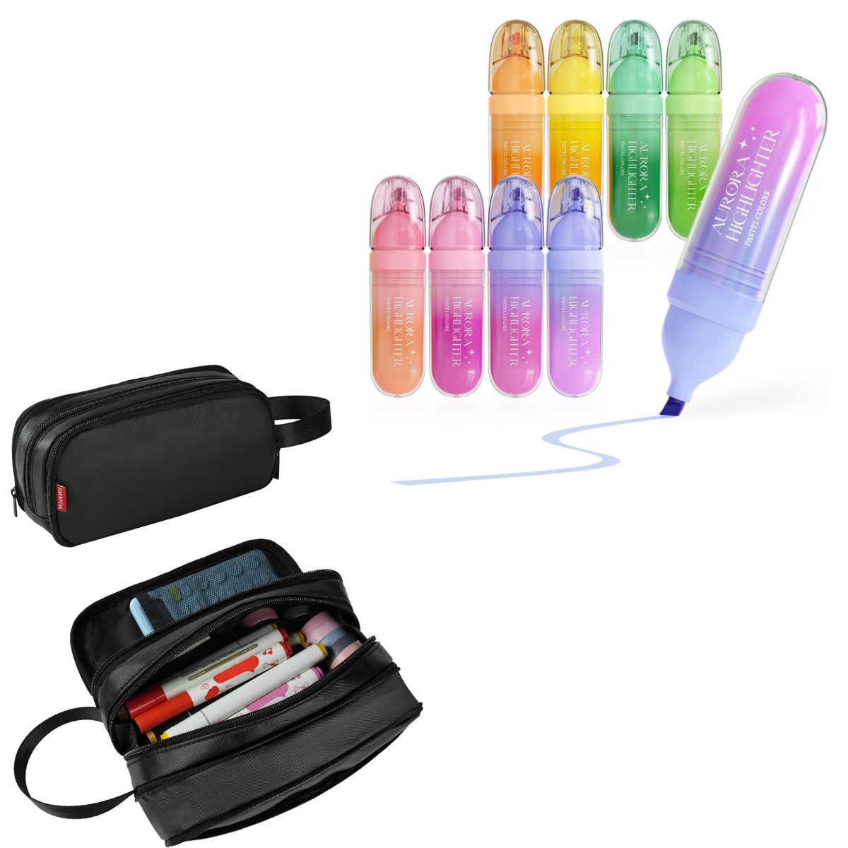 Expandable Pencil Case $4+ | 8-pack Pastel Highlighters $5+ | Smart Savers