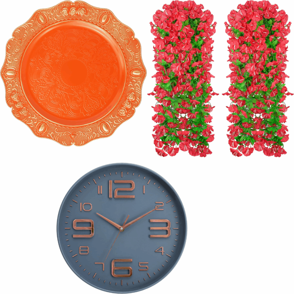 Set of 6 Charger Plates $6+ | 2Pcs Faux Hanging Flowers $9+ | Wall ...