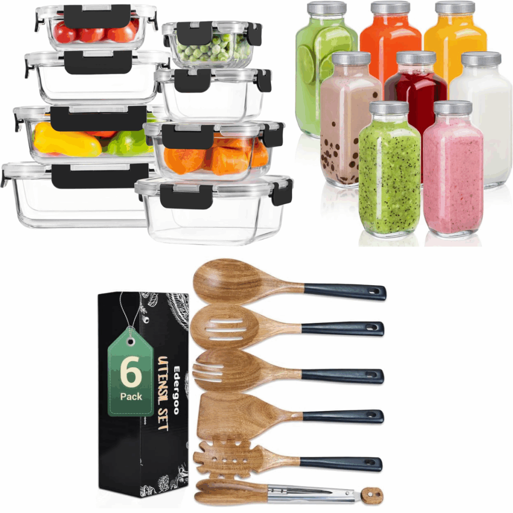 8Pk Glass Food Storage Containers $20+ | 8Pk Juice Bottles $12+ | 6Pcs ...