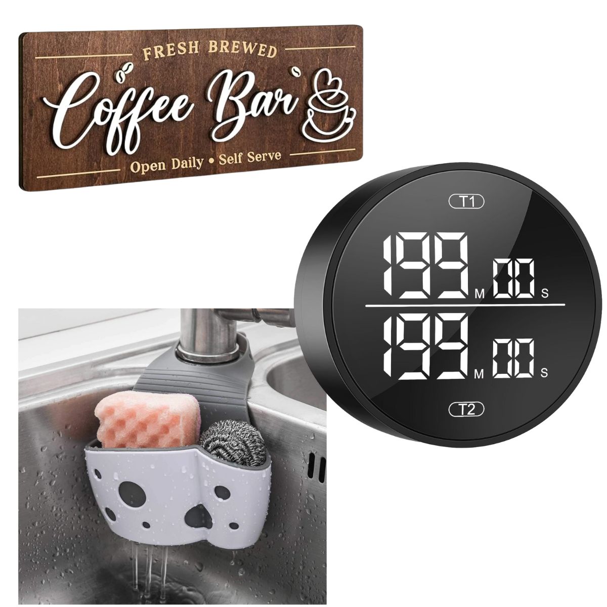 kitchen Wall Decor $6+ | 2-pk Sink Caddy $6+ | Digital Timer $4 ...
