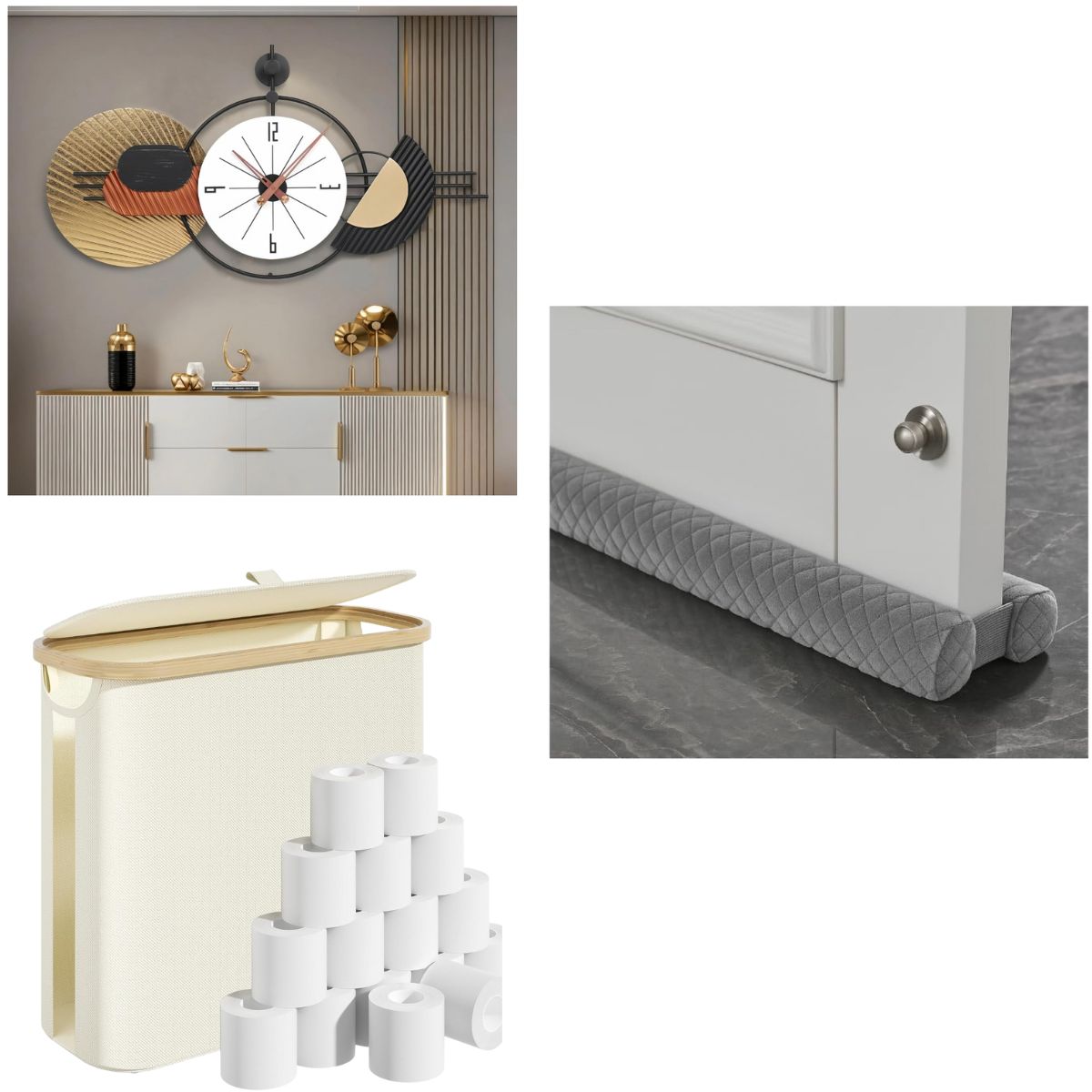 Under Door Draft Stopper $10+ | Large Wall Clock $30+ | Toilet Paper ...