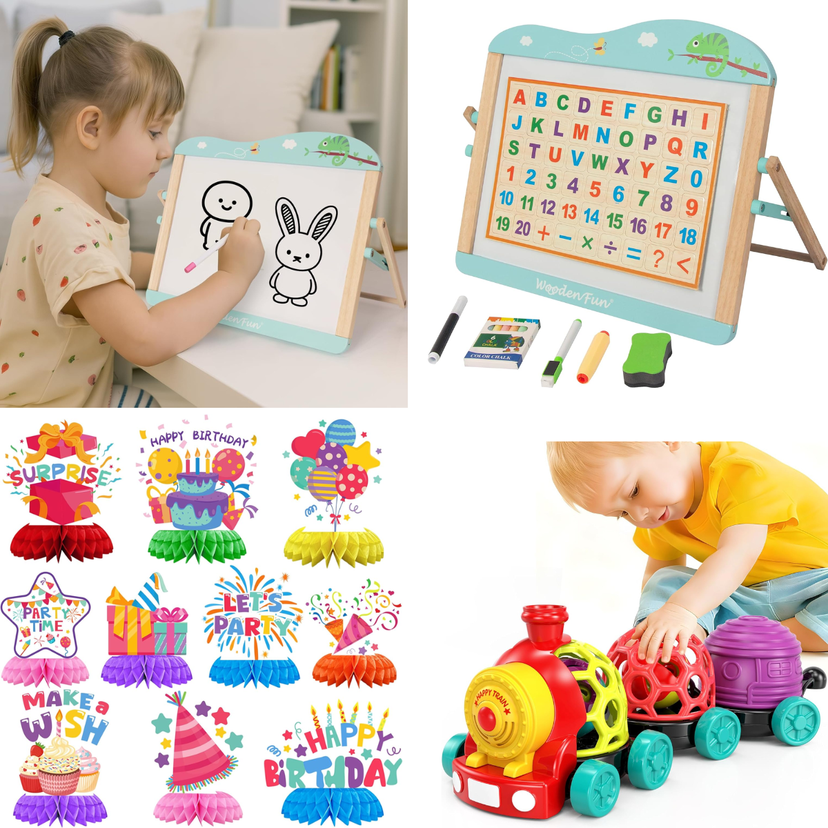 Wooden Easel $11+ | Musical Train Toy $10+ | 10 Honeycomb Birthday ...