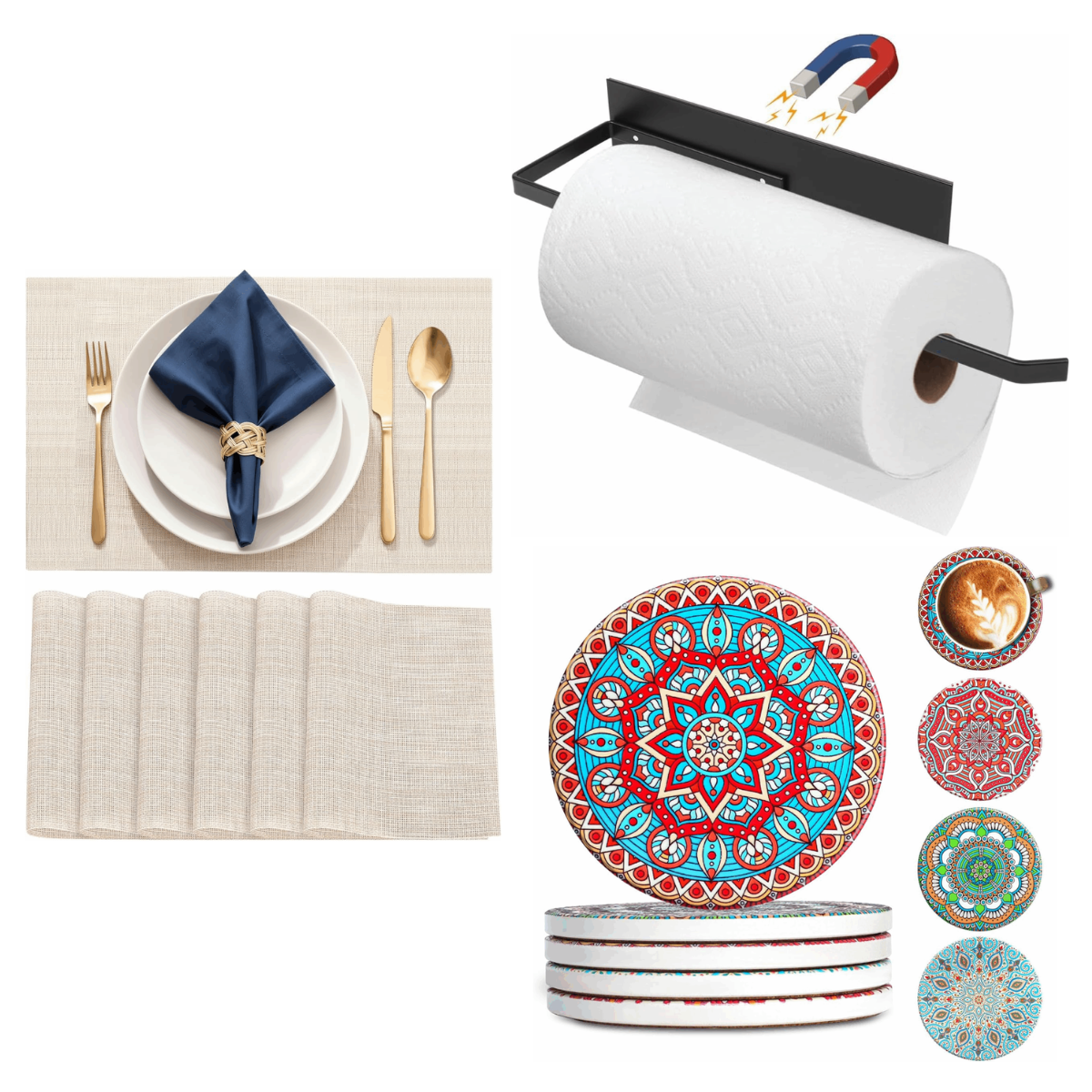 Placemats $4+ | Coasters $5+ | Magnetic Paper Towel Holder $5+ | Smart ...