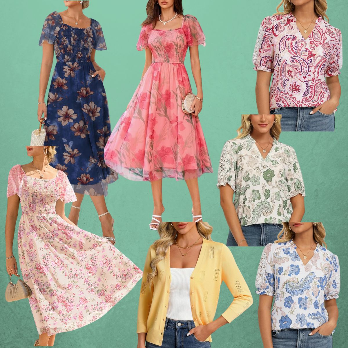 Floral mesh dress $17+| Floral top $9+| Cropped cardigan $8+ | Smart Savers