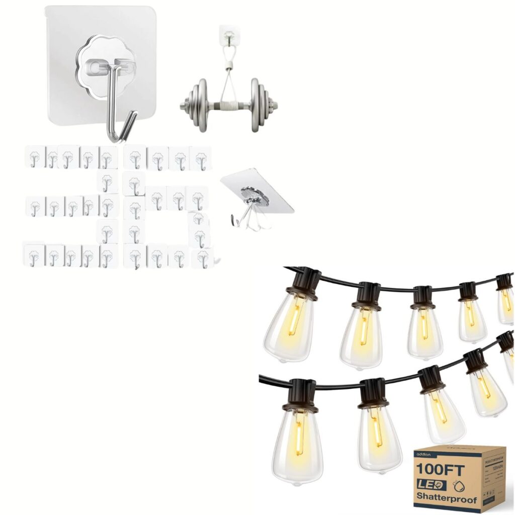 36 Pk Heavy duty hooks $9+| 100FT(50FT*2) LED Outdoor String Lights $17 ...