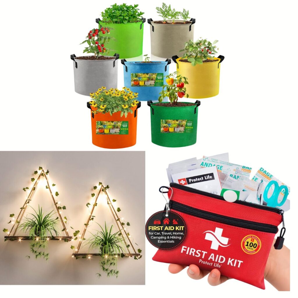 7 Pk Grow bags $8+| LED wall hanging shelves $10+| 100 Pcs First aid kit $9+ | Smart Savers