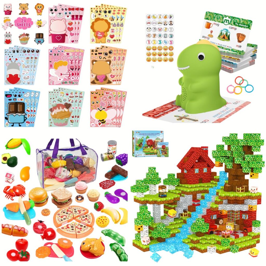 24 sheet stickers $3+| 81 Pcs Pretend food $12+| Interactive dino $11 ...