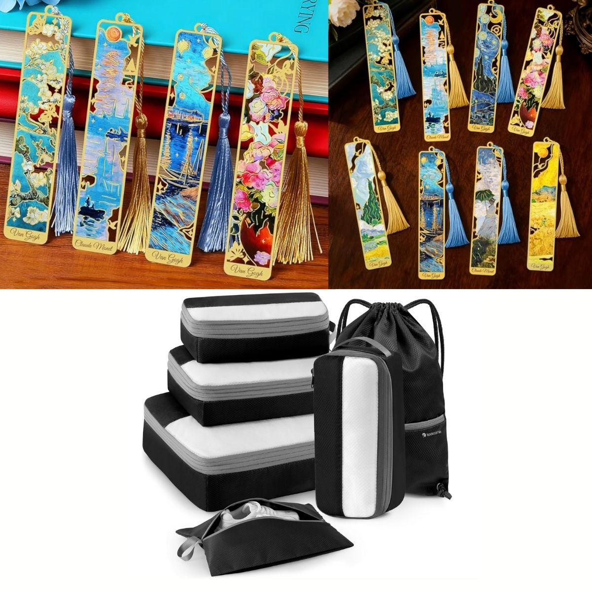 4 Pcs Metal bookmarks $3+| 6 Pc Compression packing cube $9+ | Smart Savers