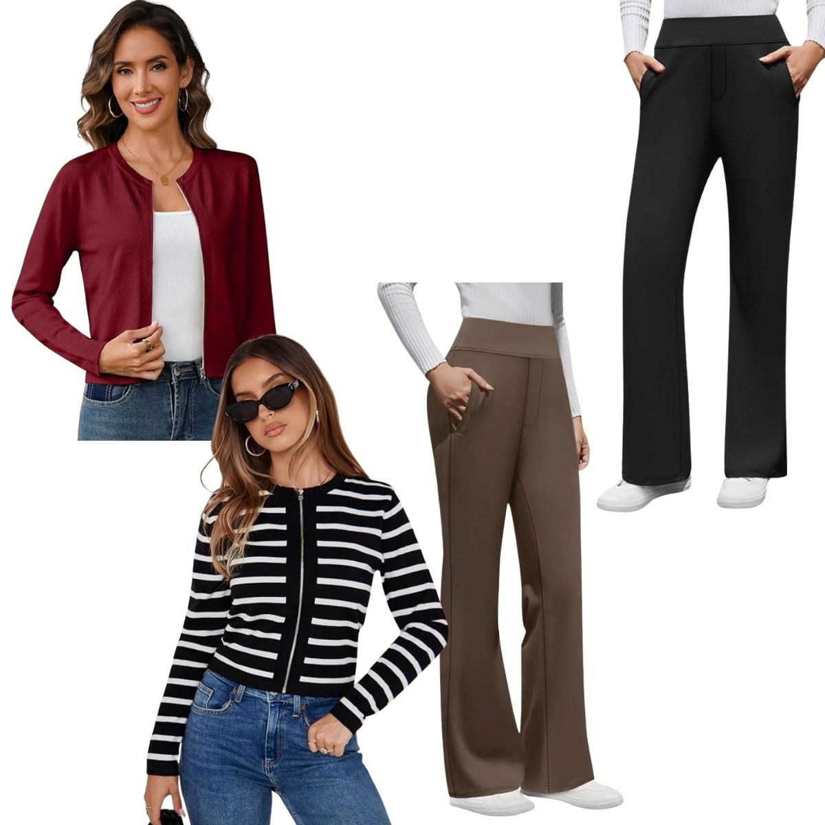 Zip up cardigan sweaters $12+| Pull on dress pants $13+ | Smart Savers