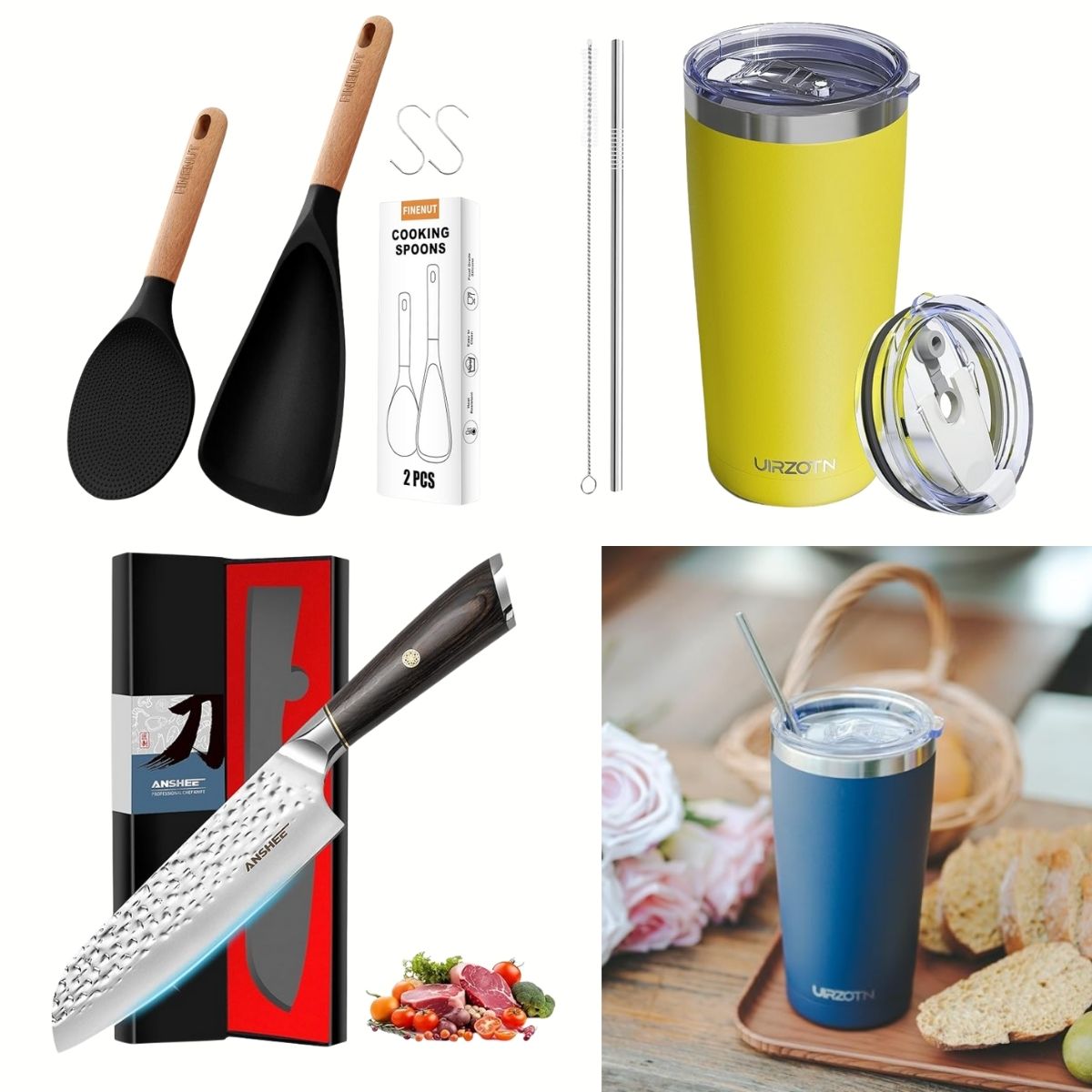 2 Pk Silicone spatula $8+| Coffee tumbler $8+| SS knife $12+ | Smart Savers