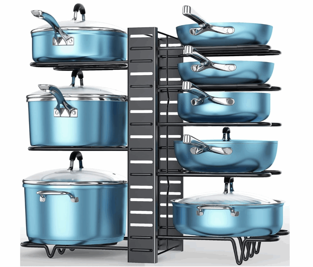 2 Pk Lid organizers $14+|8 Tier Pot organizers $18+| Electric knife ...