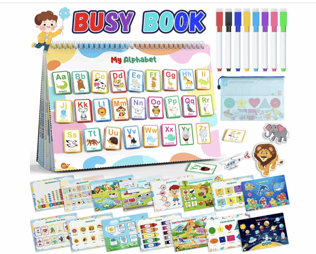 Water doodle mat $8+| Pretend smart play phone $9+| Preschool busy book ...