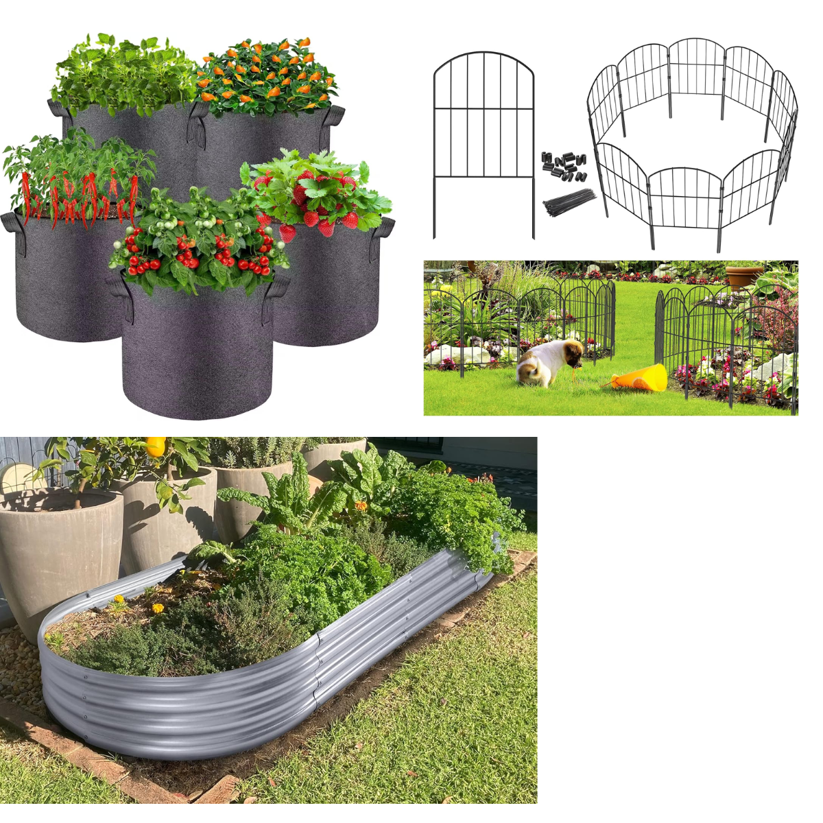 10-pc garden fence, $13+ | Raised garden bed, $27+ | 5-pk grow bags, $7 ...