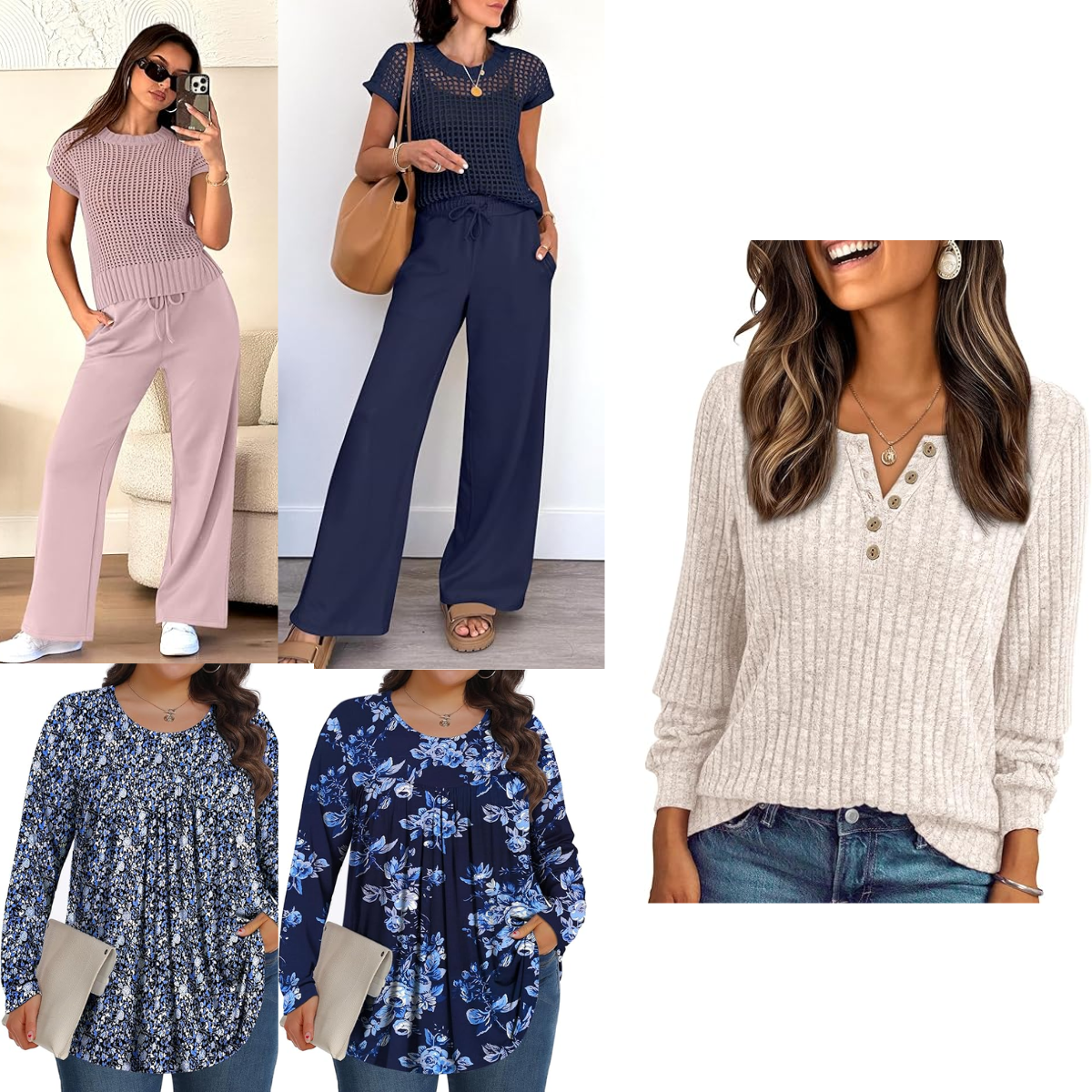 2-pc crochet top outfit, $17+ | Plus size top, $9+ | Henley shirt, from ...