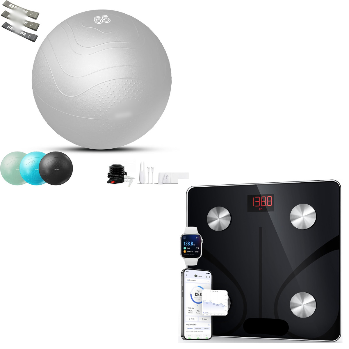 Exercise ball, $14+ | Smart body scale, $19+ | Smart Savers