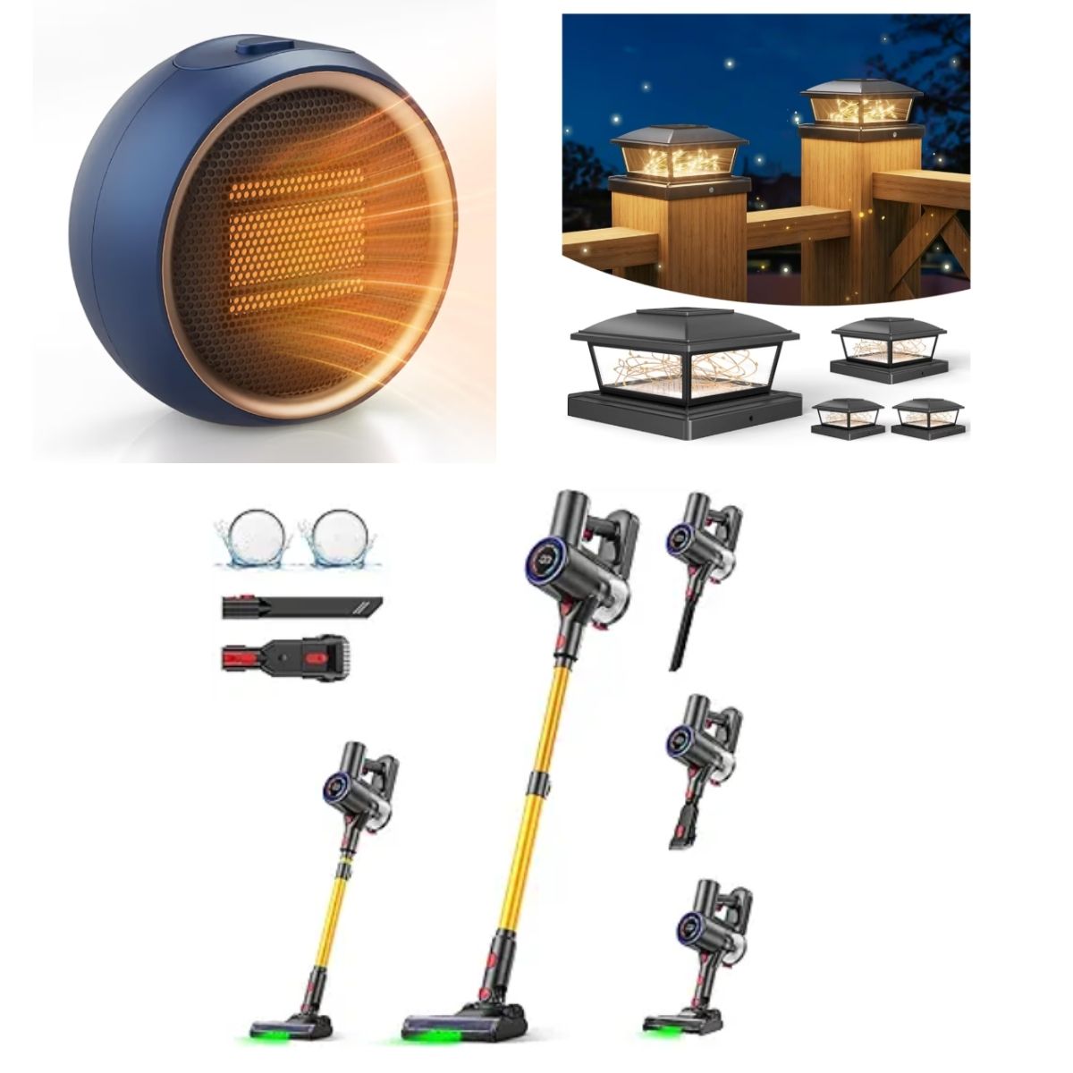 4 solar-powered fence cap lights, $10+ | portable heater, $10 ...