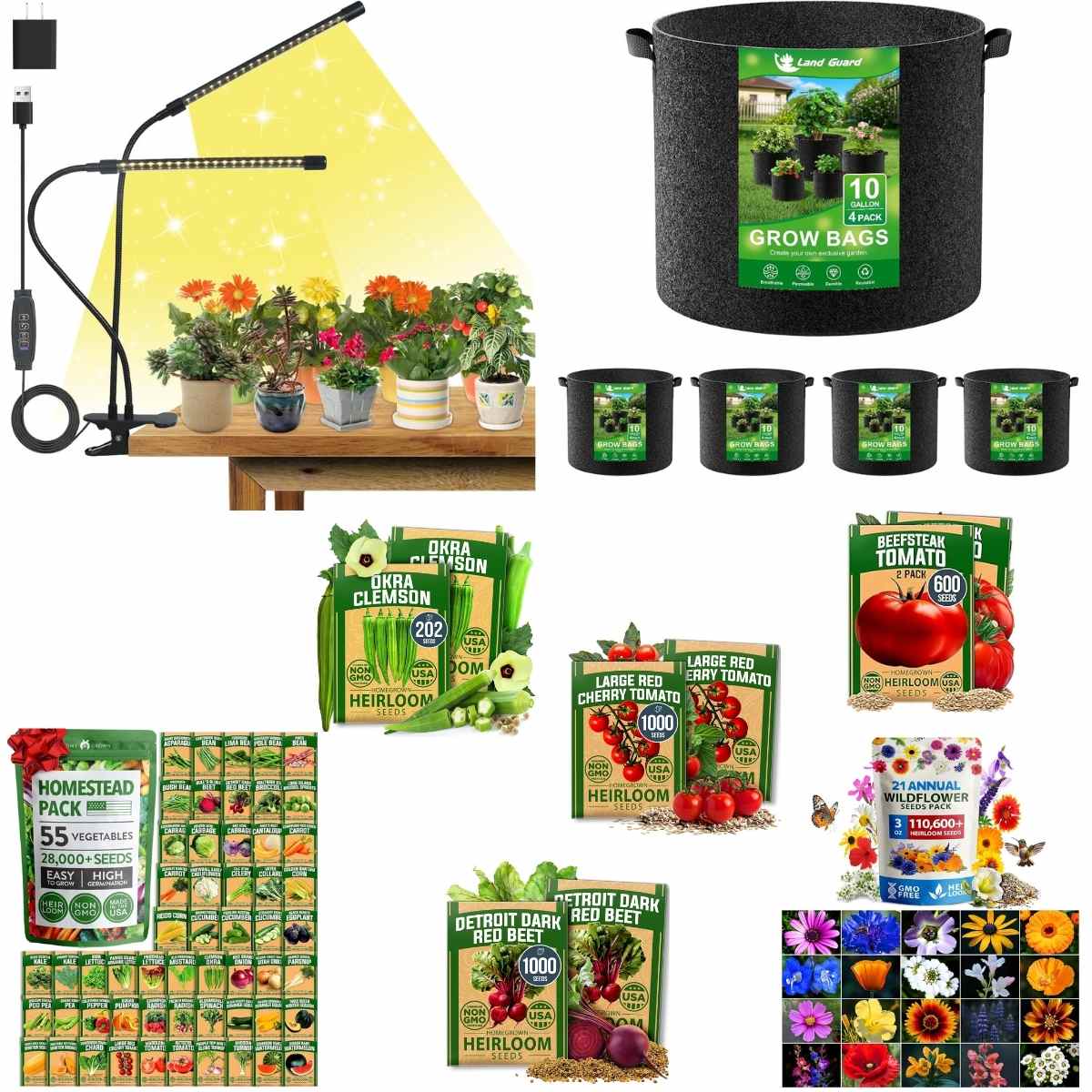 Vegetable & Flower Seeds from $4+ | 4Pk Fabric Grow Bags(10-Gal), $9 ...