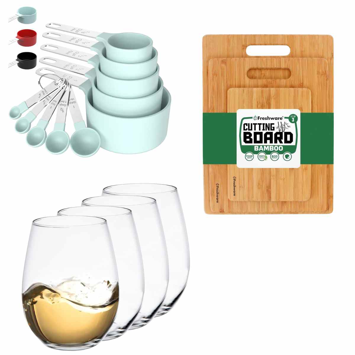 Measuring Cups & Spoons Set, $4+ | Set of 4 Glasses, $9+ |3Pk Bamboo ...