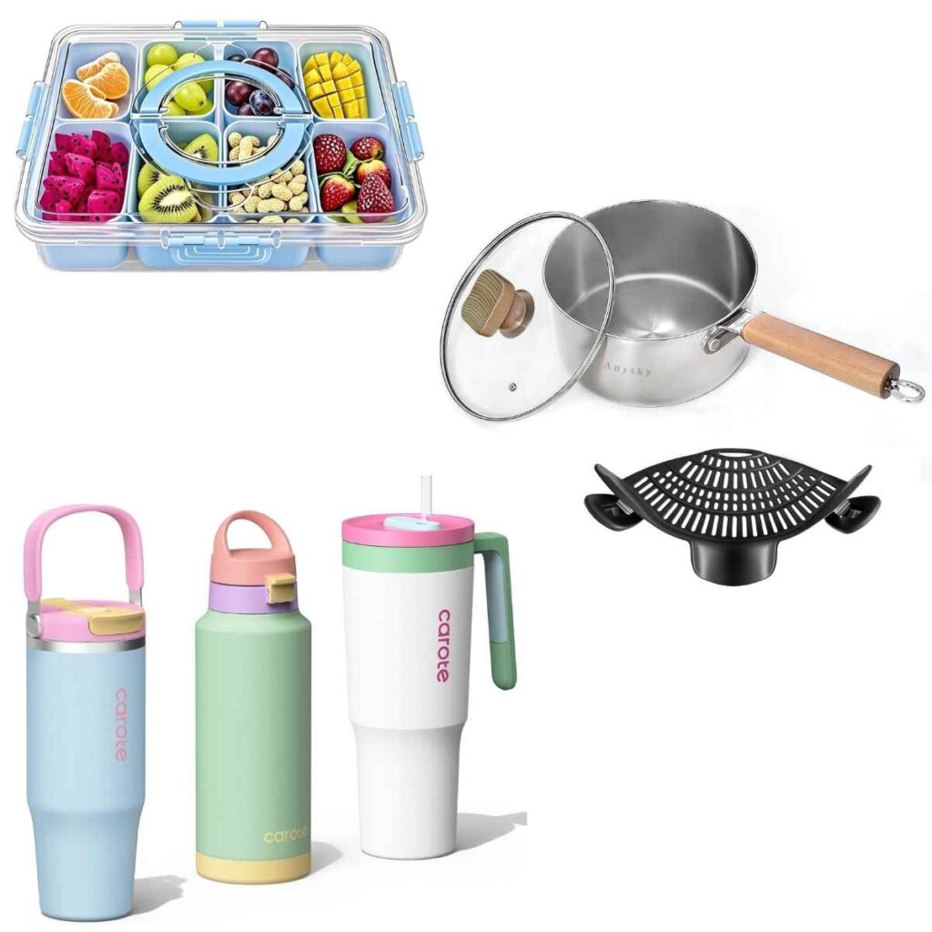 Snackle Box, $9+ | SS Saucepan, $11+ | 3-Pack Insulated SS Water ...