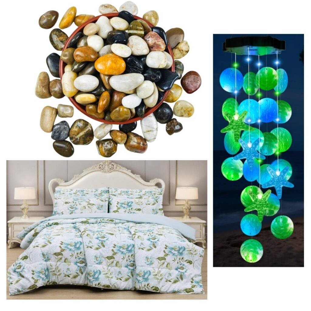 5LBs polished mixed river rocks, $8+ | Solar Wind Chimes, $10+ | 7-pc ...