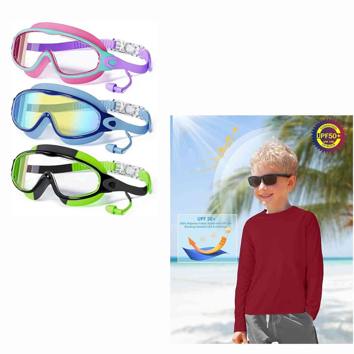 Kids Swim Goggles for $10+|UPF 50+ Rash Guard for $5+ | Smart Savers