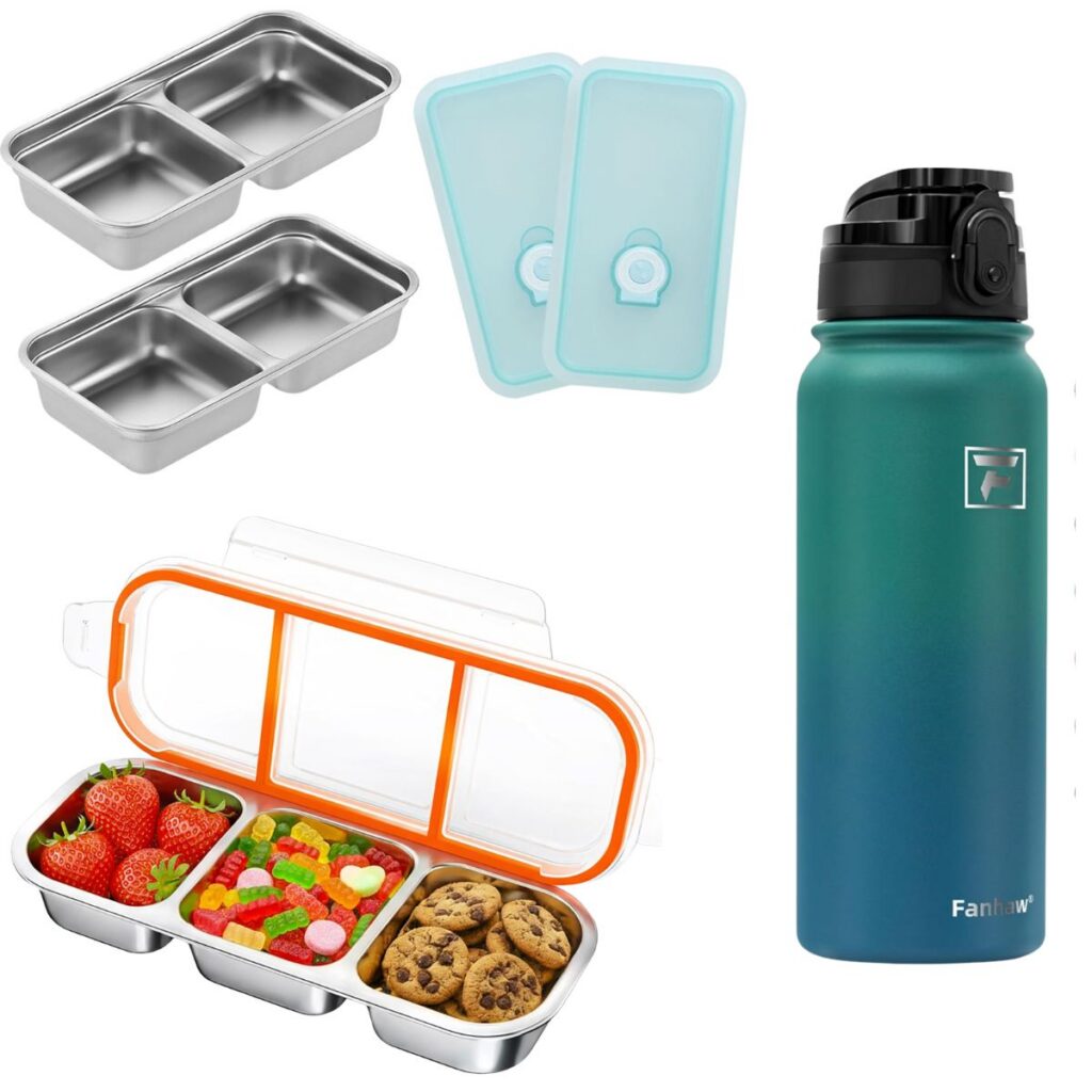3-compartment SS Snack box $6+ | 2-pk SS Snack box $6+ | SS water ...