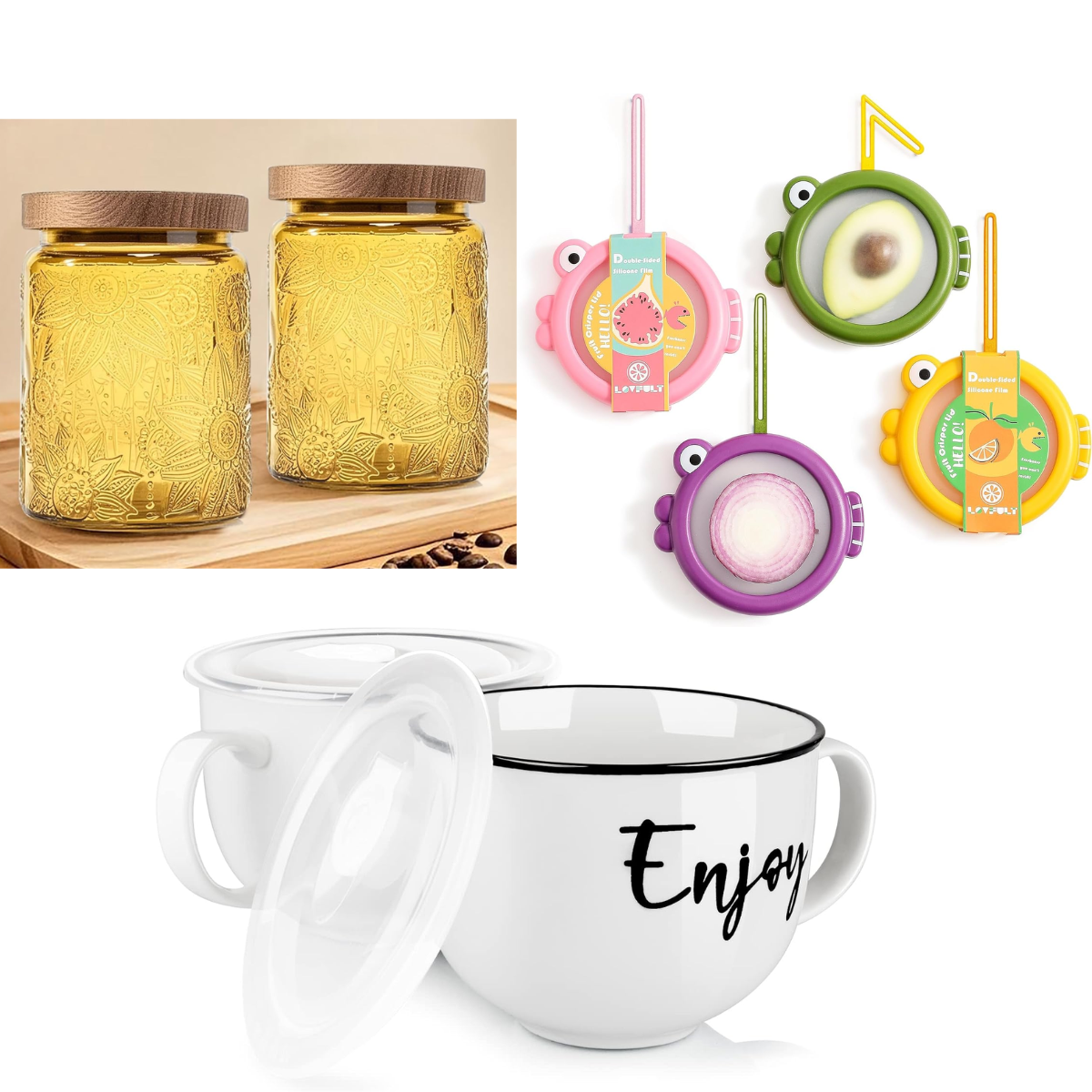 2Pc Ceramic Soup Mugs $9+ | 2 Pk Glass Storage Jar $8+ | 4Pc Vegetable ...