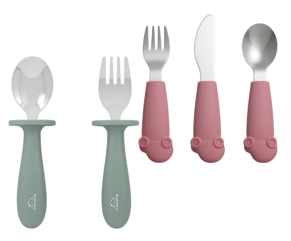 Kids' utensil sets, $3+ | Silicone cups & snack containers, $2-5+ | SS ...