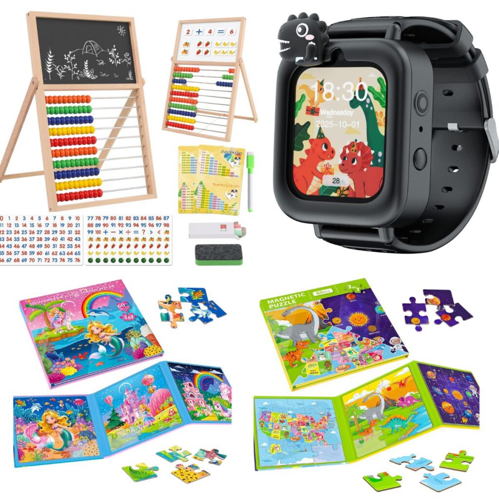 Kids' magnetic puzzles set, $4+ | Smart Watch, $10+ | Abacus w/ double ...
