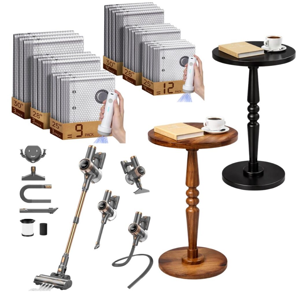 9-12 pk vacuum storage bags w/ pump, $9-10+ | Round accent side table ...