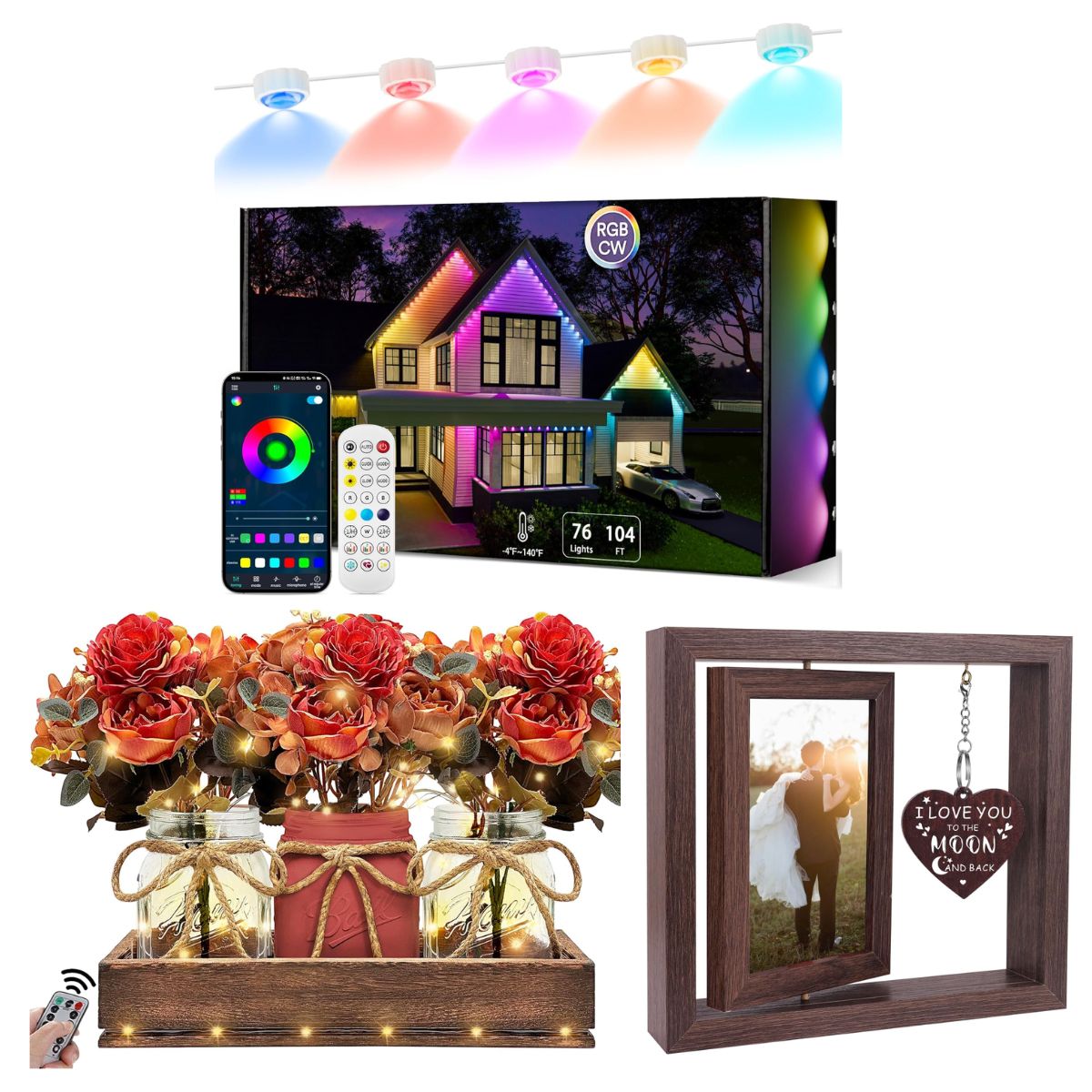 104-FT permanent outdoor lights, $9+ | 4X6 picture frame, $9+ | Mason ...