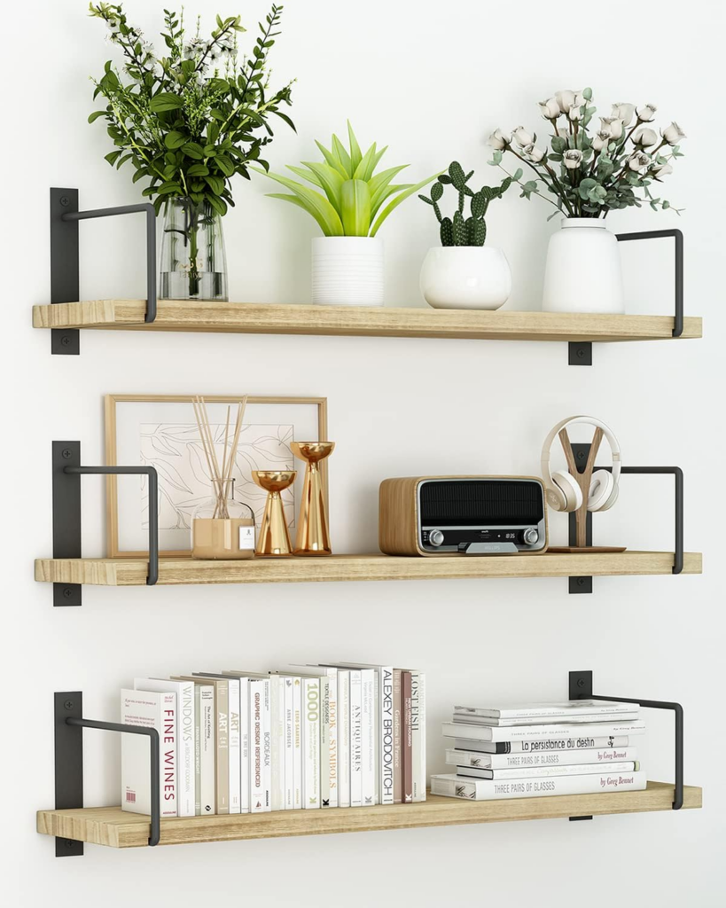 Floating Shelves $16+ | Vanity Stool $19+ | Wreath $13+ | Smart Savers