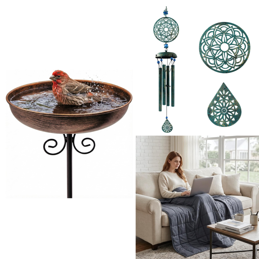 Weighted Blanket $14+ | Bird Bath $8+ | Mandala Design Wind Chime $8 ...