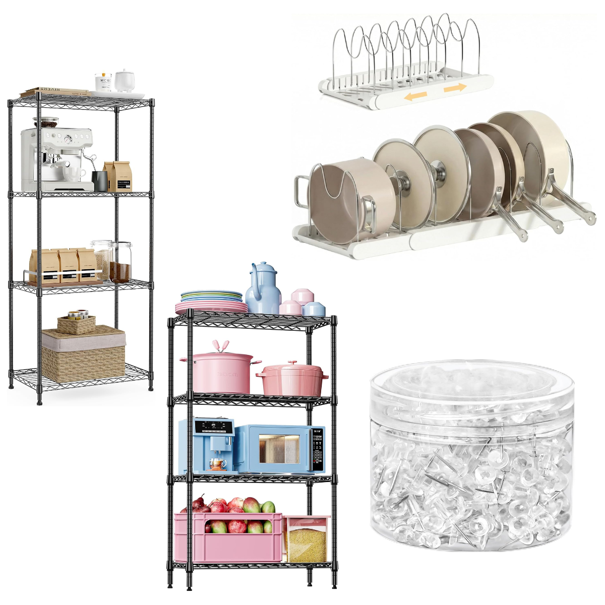 4-pack item finder $12+ | Wire Shelves $29+ | Pots and Pans Org. $9 ...