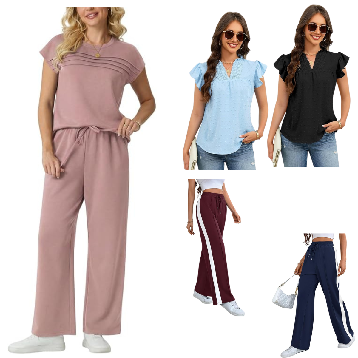Swiss Dot Dressy Top $8+ | 2 pc. Lounge Sets $13+ | Wide-Leg Sweatpants ...